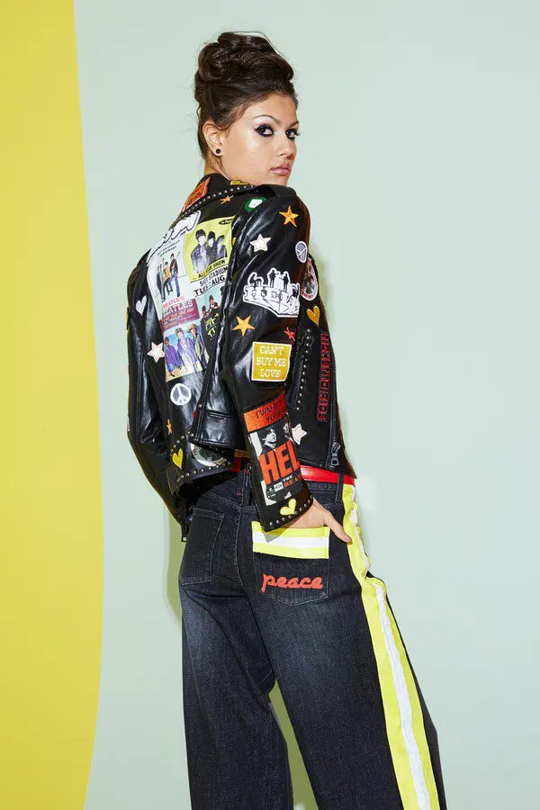Alice + Olivia A+O X The Beatles Cody Vegan Leather Jacket - Black